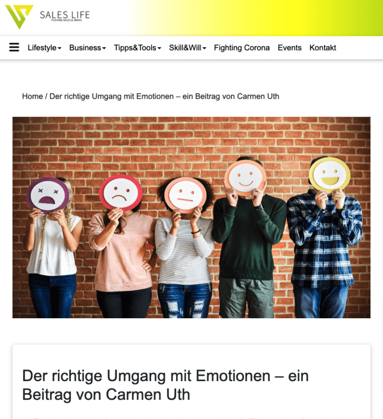 SalesLife: Der richtige Umgang mit Emotionen – ein Beitrag von Carmen Uth • chancemotion®